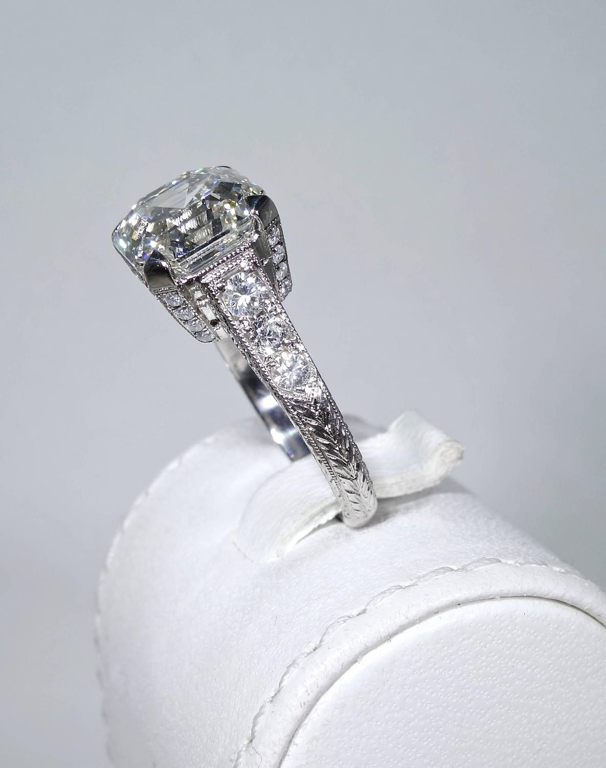4.19 Carat Royal Asscher Cut Diamond Platinum Ring at 1stdibs