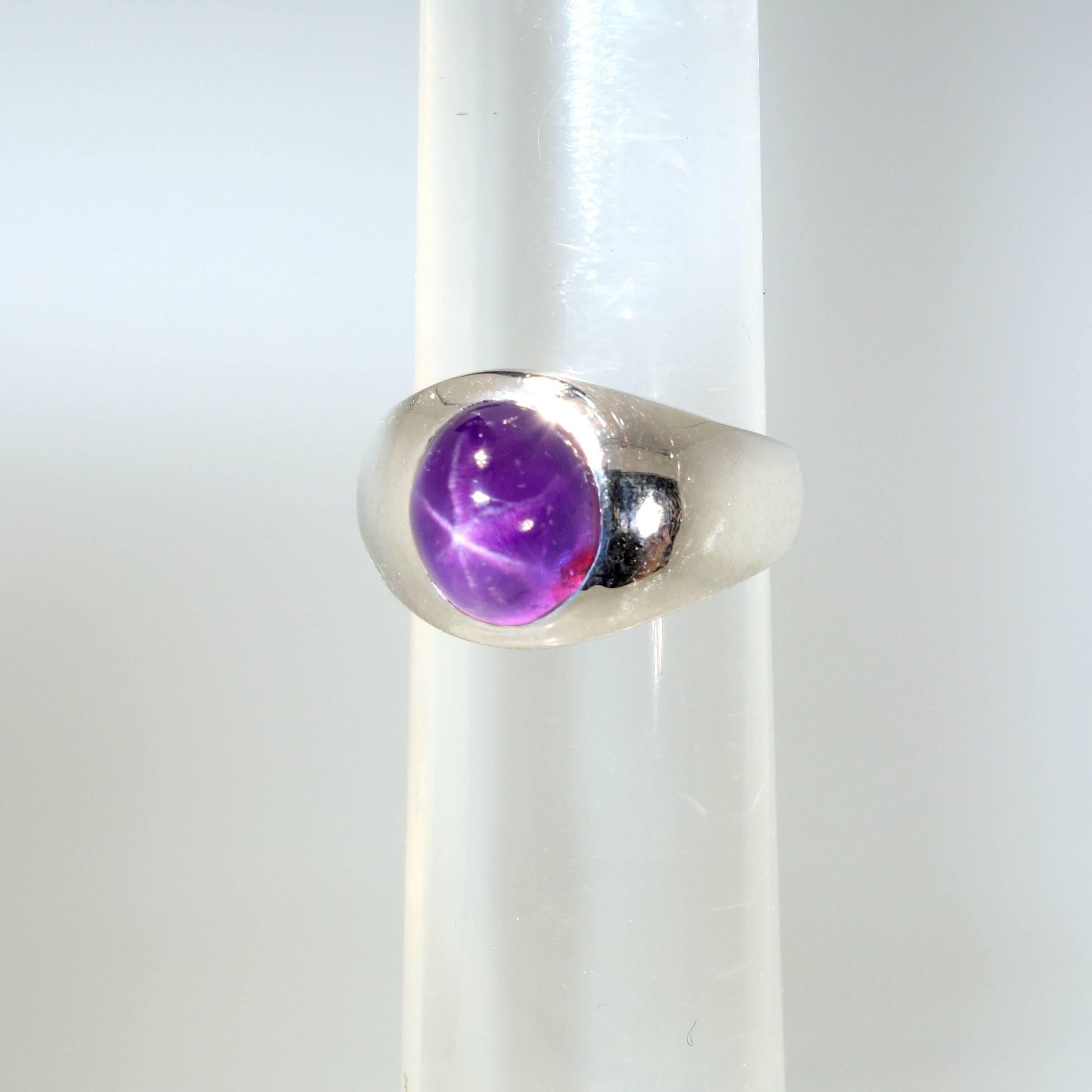 Natural No Heart Purple Star Sapphire Platinum Ring at 1stDibs
