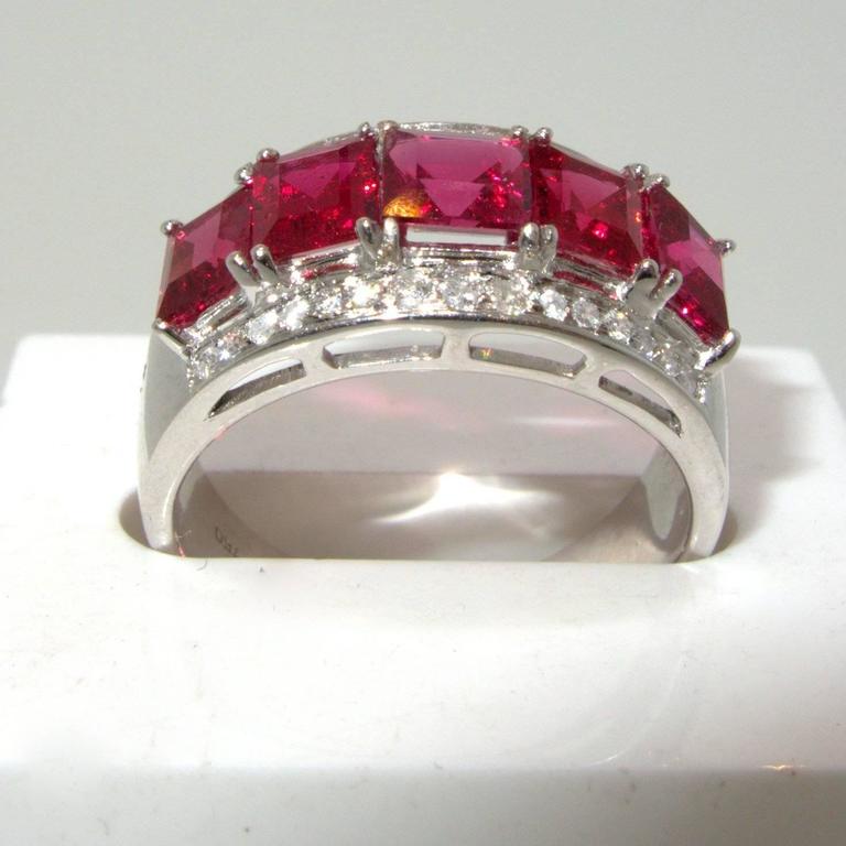 Diamond and Natural Fine Burma Spinel Band Ring at 1stDibs