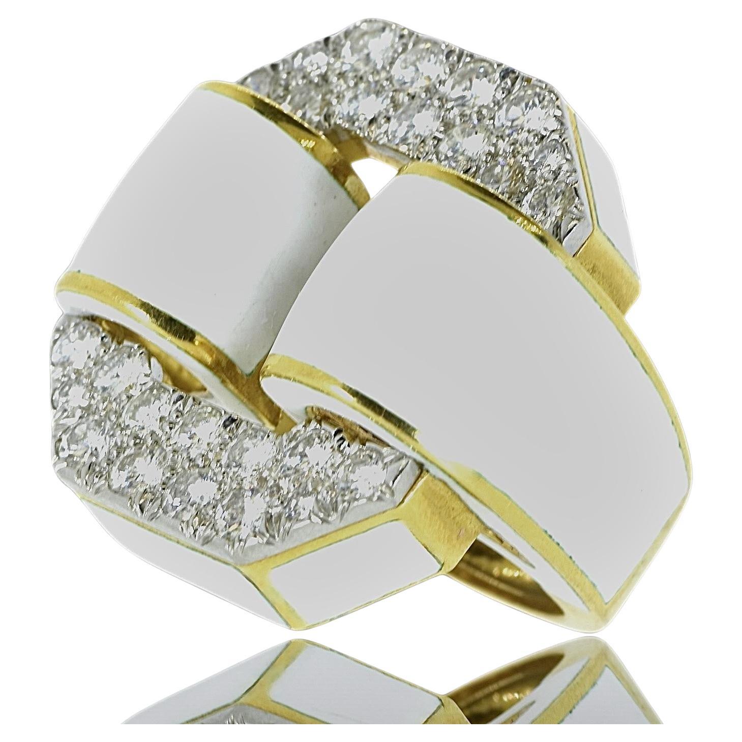 David Webb Ring Enamel, 18K, Platinum, signed and with a David Webb ...