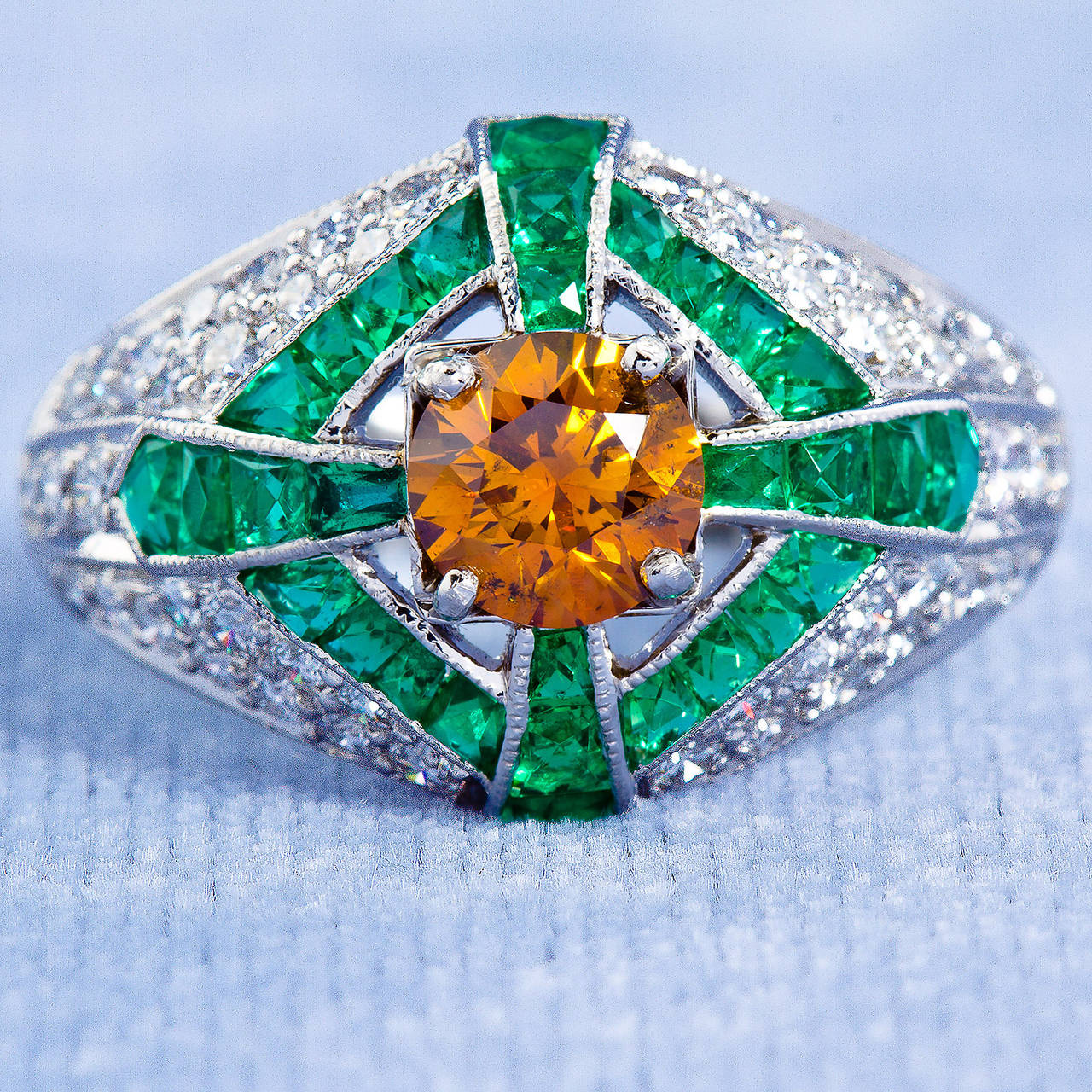 Natural Fancy Vivid Orange Yellow Diamond Dome Ring GIA Certified For ...
