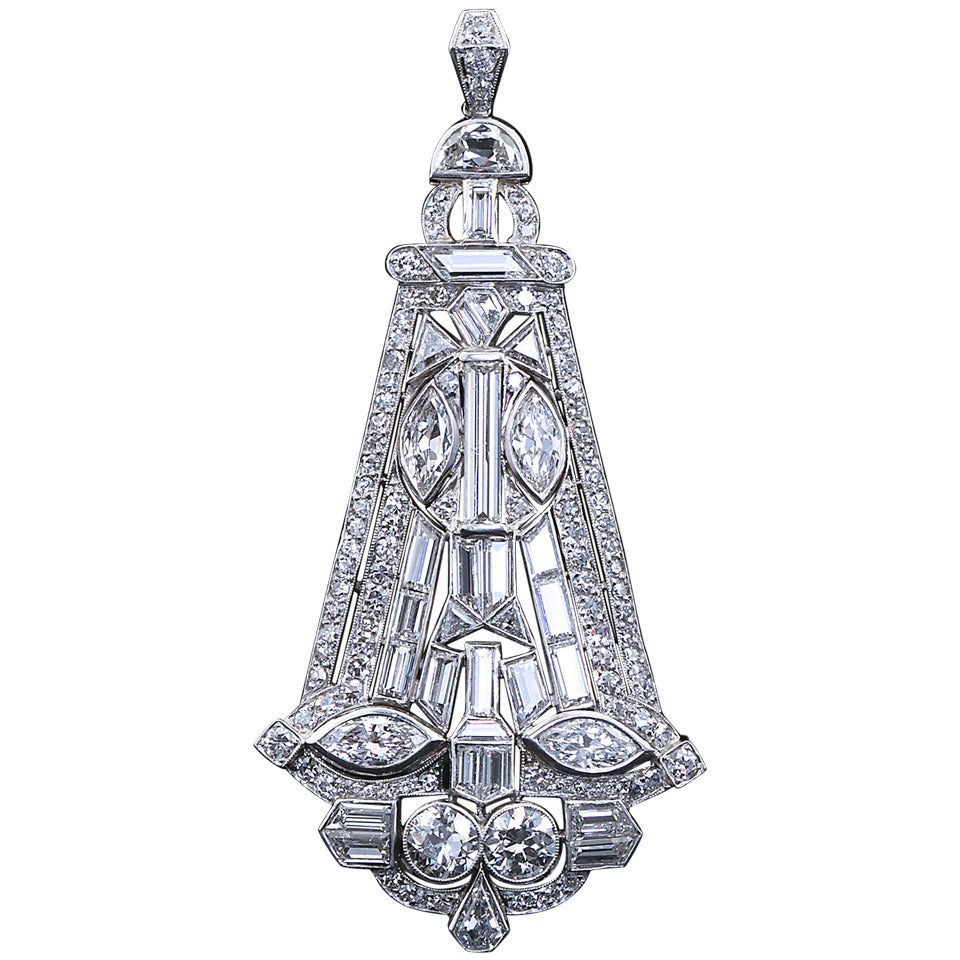 Art Deco Fancy Shapes Diamond Kite Shaped Pendant at 1stDibs | diamond ...