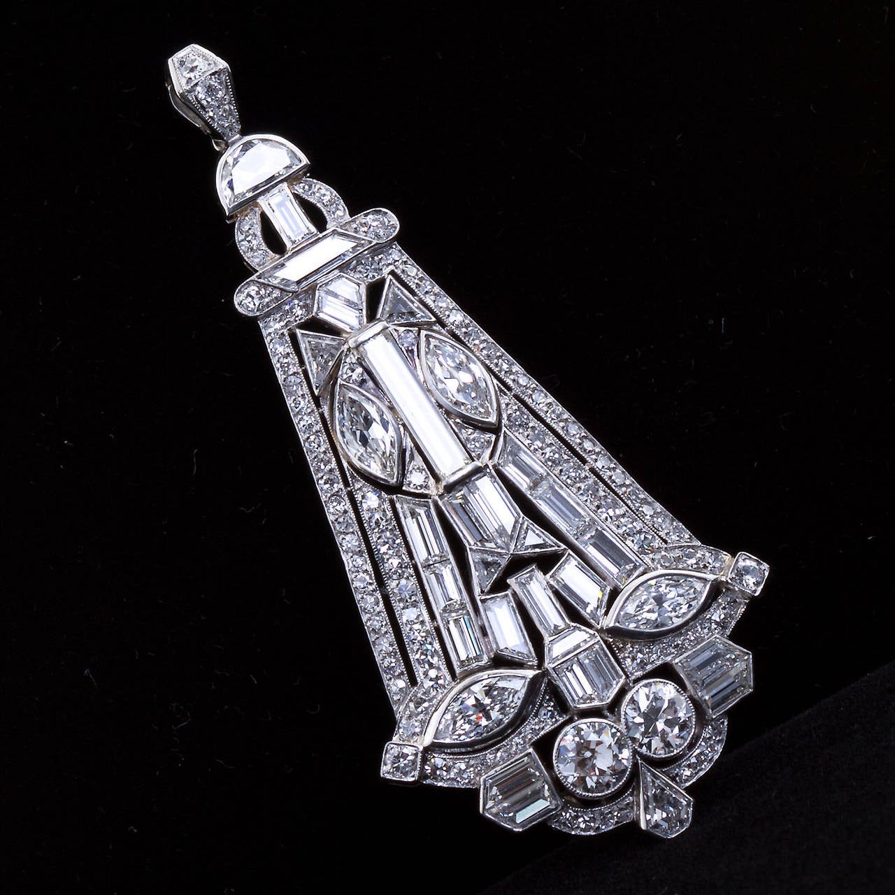 Art Deco Fancy Shapes Diamond Kite Shaped Pendant at 1stDibs | diamond ...