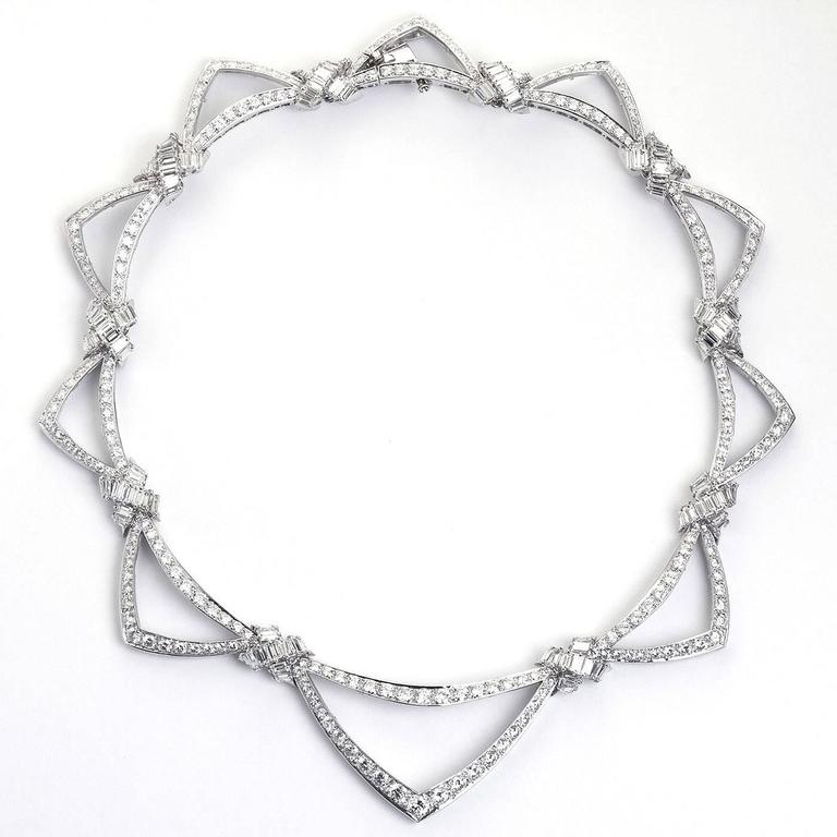 French Diamond Gold Drape Style Necklace For Sale at 1stDibs