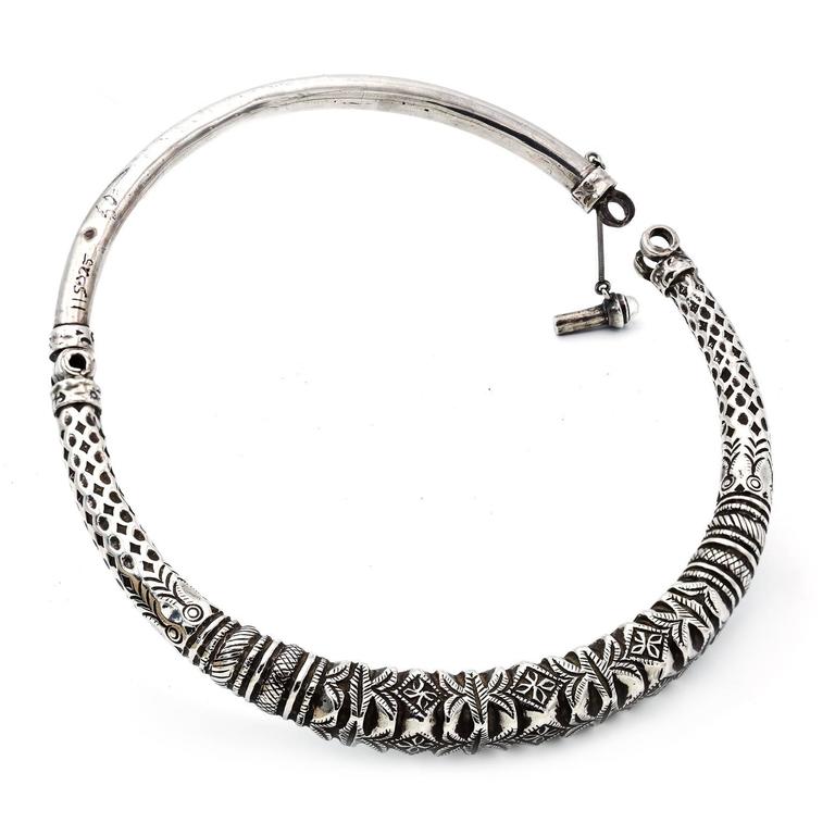 Detailed Sterling Silver Cuff Necklace from Thailand For Sale at ...