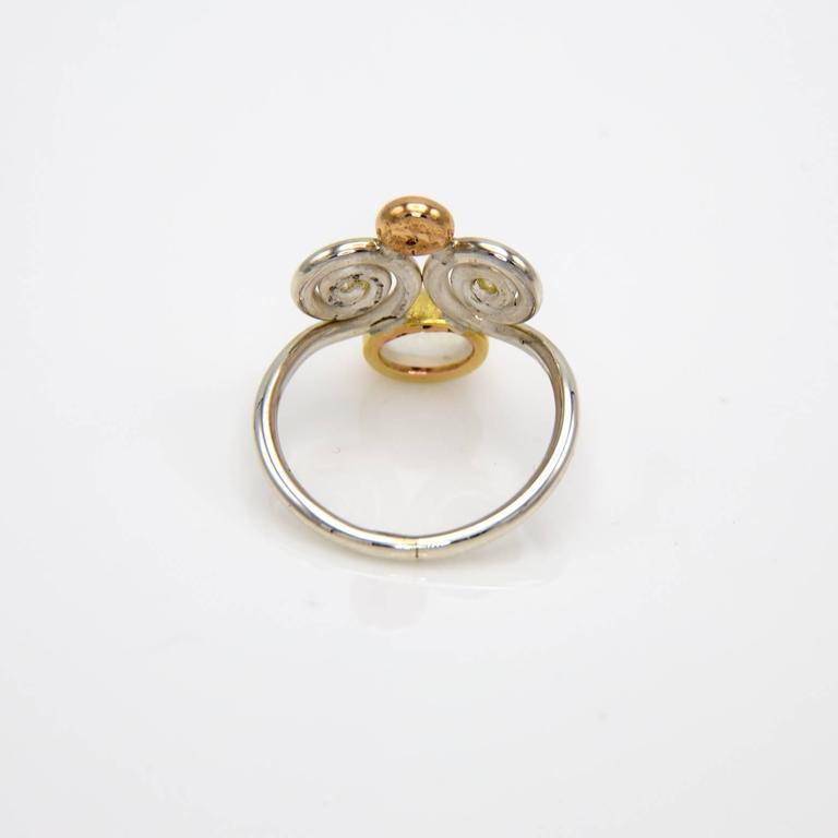 Spiral Swirl Two-Color Moonstone Diamond Sterling Silver Gold Ring For ...
