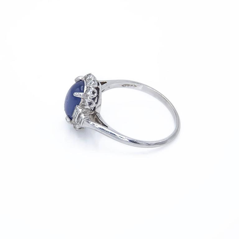 Art Deco Style Star Sapphire Diamond Platinum Engagement Ring at ...