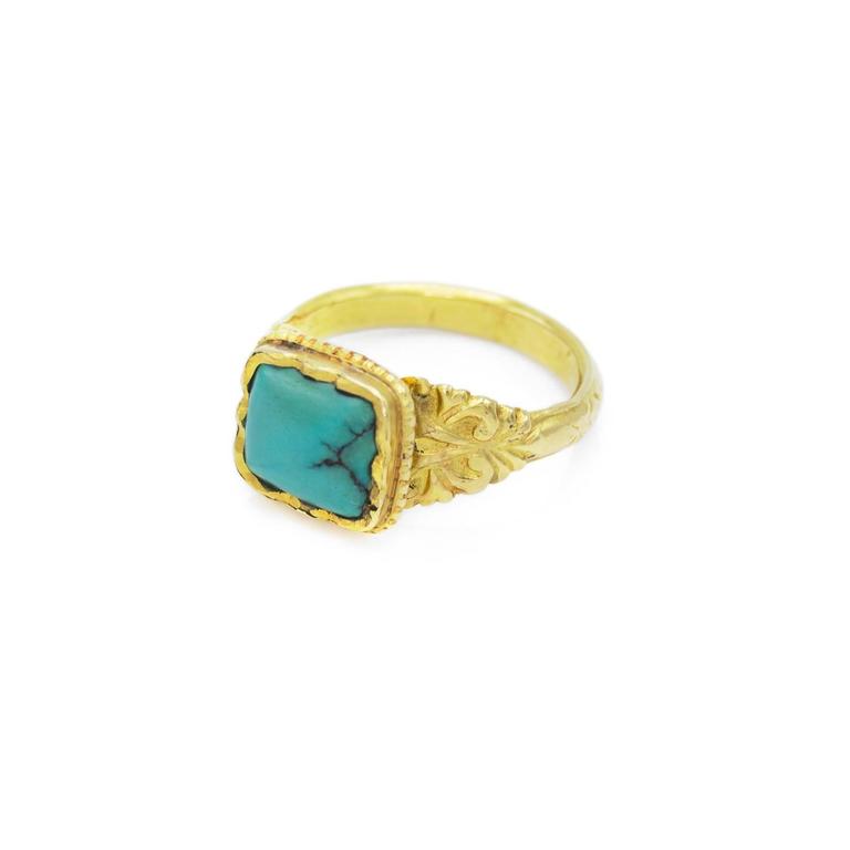 Turquoise Gold Ring For Sale at 1stDibs