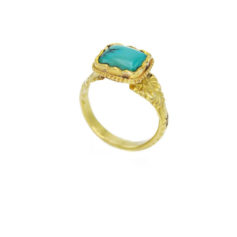 Turquoise Gold Ring For Sale at 1stDibs