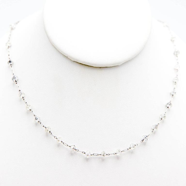 35 Carats Diamond Beads Facetted Platinum Chain Necklace For Sale at ...