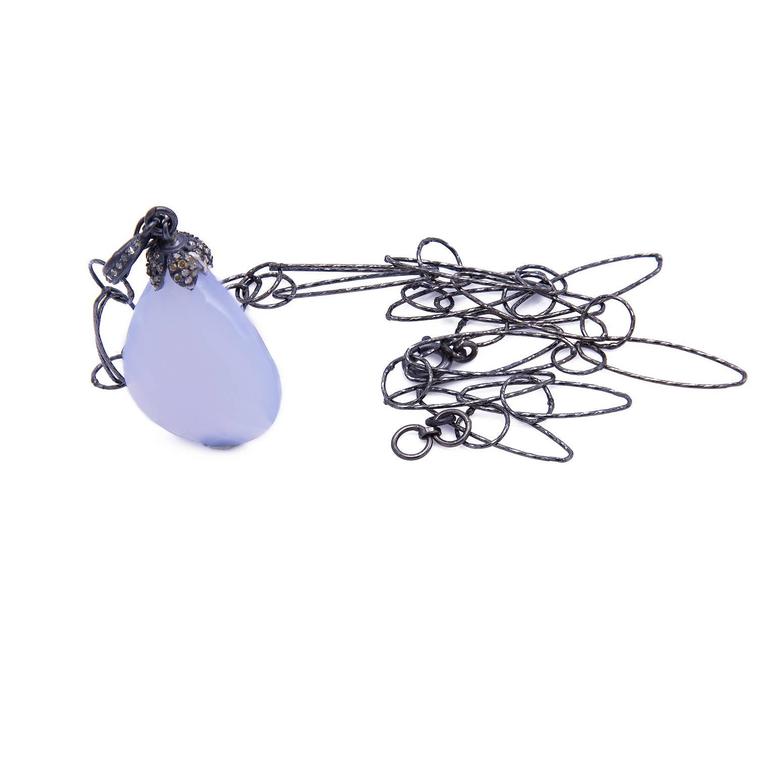 Faceted Chalcadony Drop On Diamond Bale Necklace For Sale at 1stDibs ...