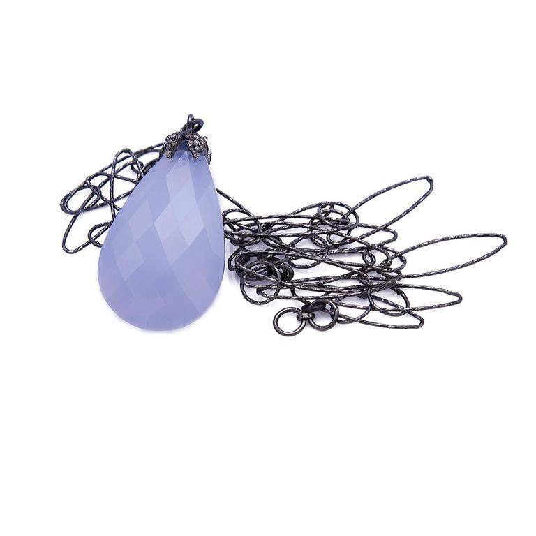 Faceted Chalcadony Drop On Diamond Bale Necklace For Sale at 1stDibs ...