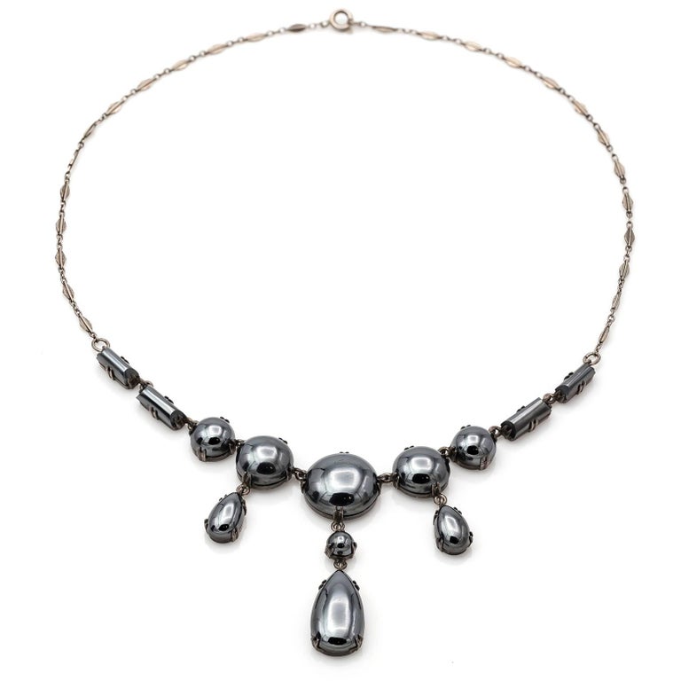 1930s Hematite and Sterling Silver Antique German Necklace For Sale at ...