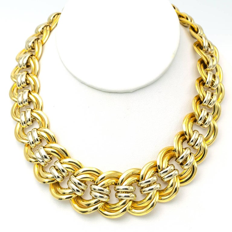 Large Gold Chain Link Choker Necklace at 1stDibs | large gold link ...