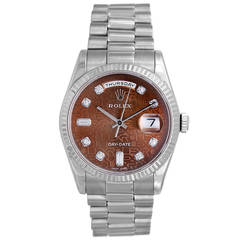 Rolex White Gold Diamond Day Date Wristwatch Ref 18039 For Sale at 1stdibs