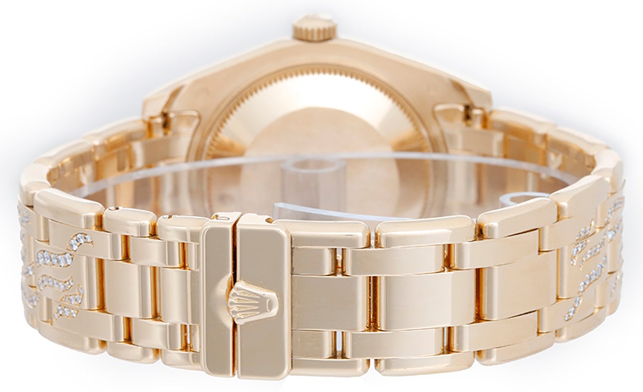 Rolex Yellow Gold Diamond Pearlmaster Masterpiece Midsize Wristwatch ...