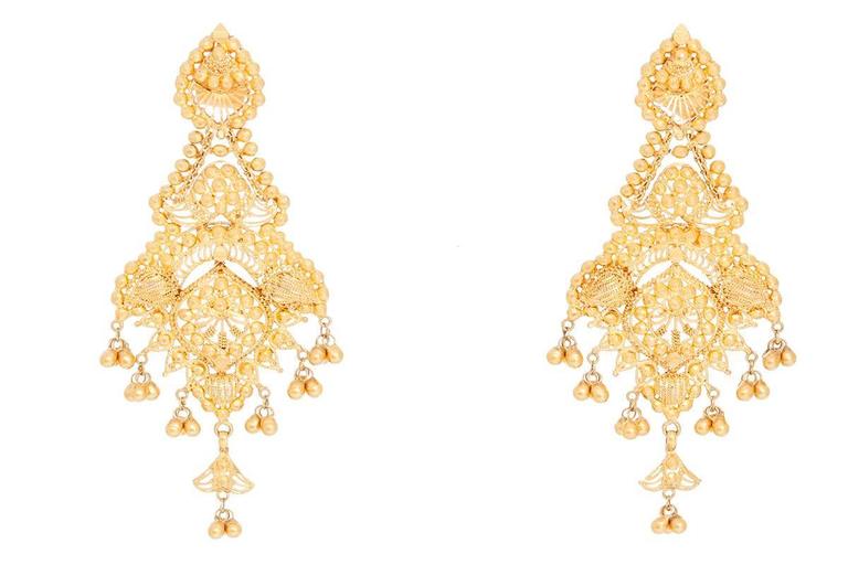Beautiful Gold Dangle Earrings at 1stDibs | gold jhale design image