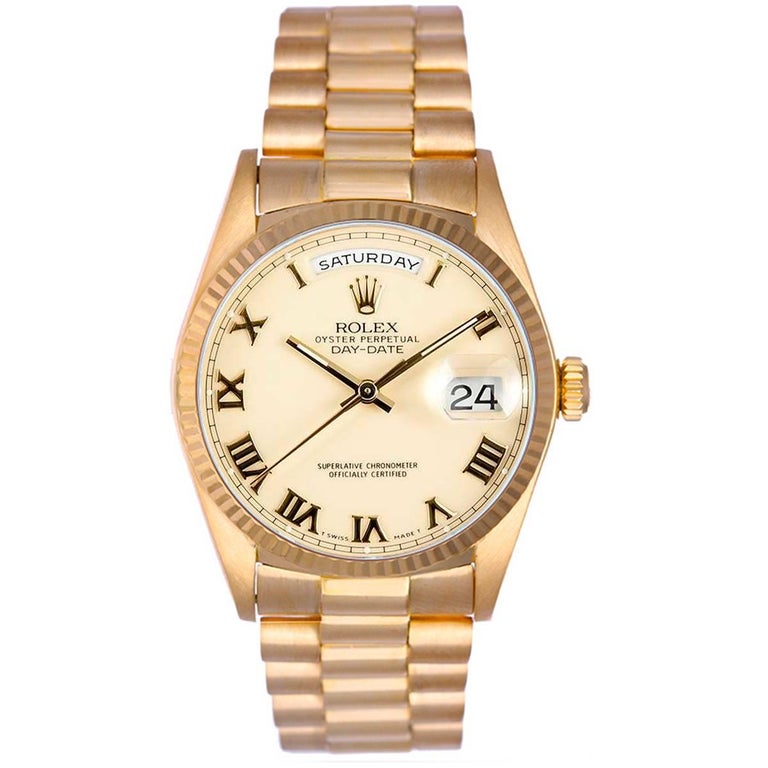 Rolex Yellow Gold President Day-Date Cream Dial automatic Wristwatch ...