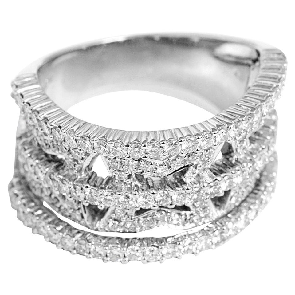 Unique Diamond Gold Lady's Wide Band Ring at 1stDibs