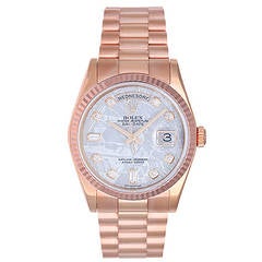Rolex Yellow Gold Diamond Sapphire Dial Day-Date Wristwatch Ref 18048 ...
