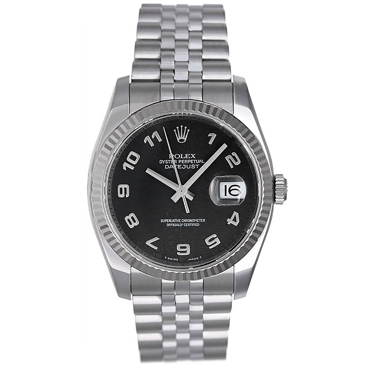 Rolex Stainless Steel Datejust Fluted Bezel Automatic Wristwatch Ref ...