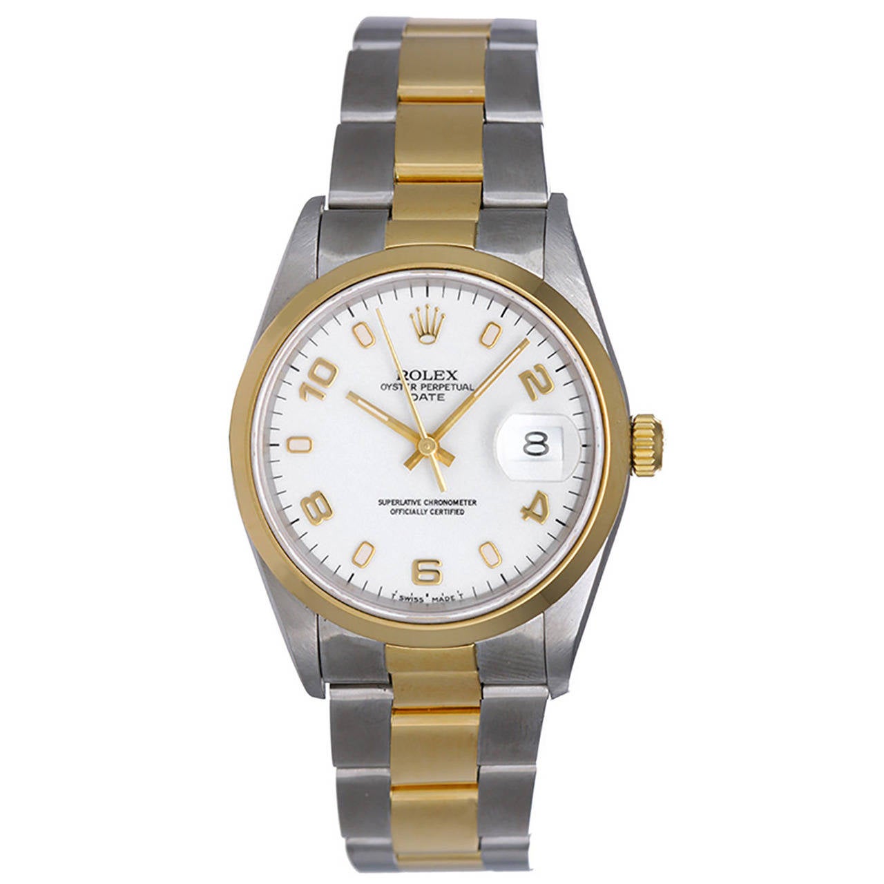 Rolex Yellow Gold Stainless Steel Date Automatic Wristwatch Ref 15203 ...