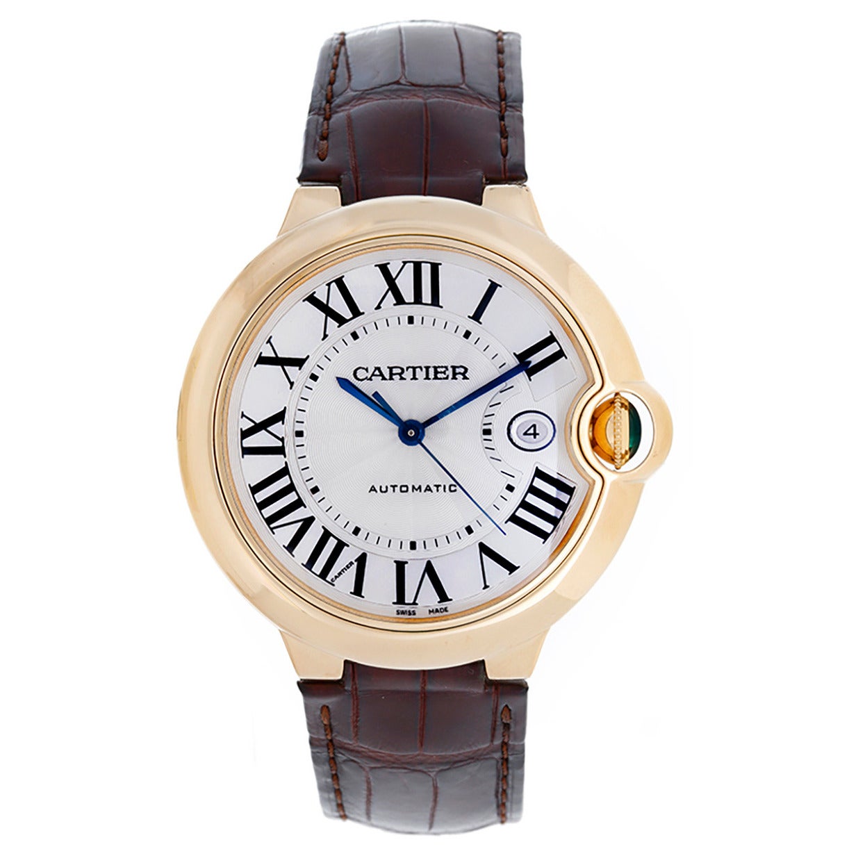 Cartier Ballon Bleu Men's Large 42mm Yellow Gold Watch W6900551 Leather ...