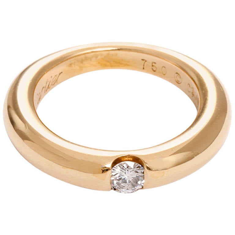 Cartier Ellipse Diamond Gold Solitaire Ring For Sale at 1stDibs ...