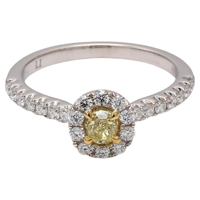 Natural Yellow Round and White Diamond .69 Carat TW Gold Cocktail Ring ...