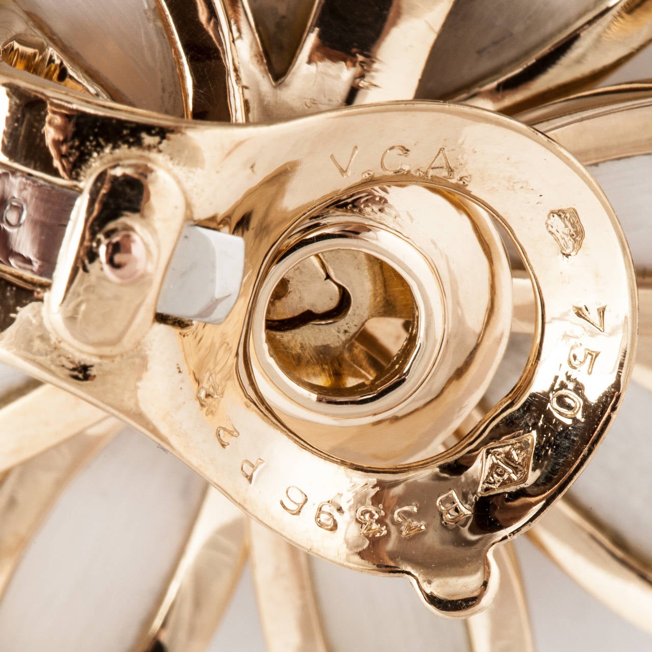 Van Cleef and Arpels Mother of Pearl and Diamond Daisy Earrings at ...