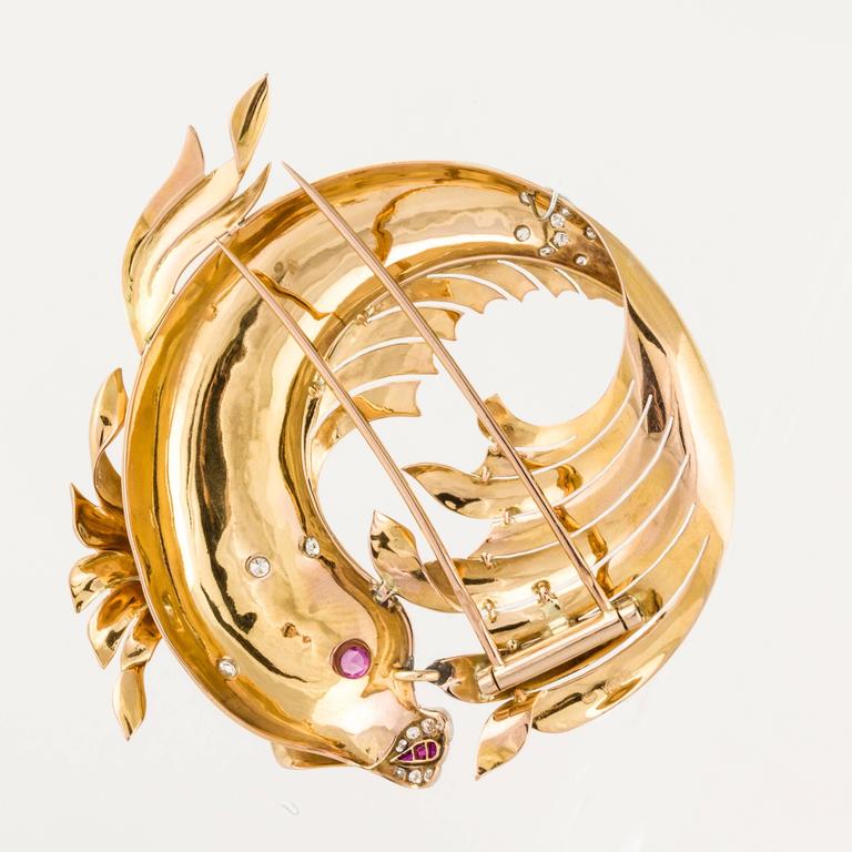 Retro 18K Rose Gold and Enamel Fish Pin For Sale (Free Shipping) at 1stDibs