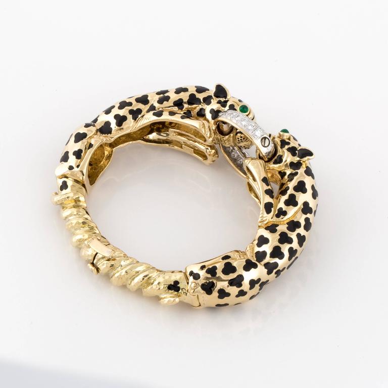 David Webb Double Leopard Bangle Bracelet in 18K Gold For Sale at ...