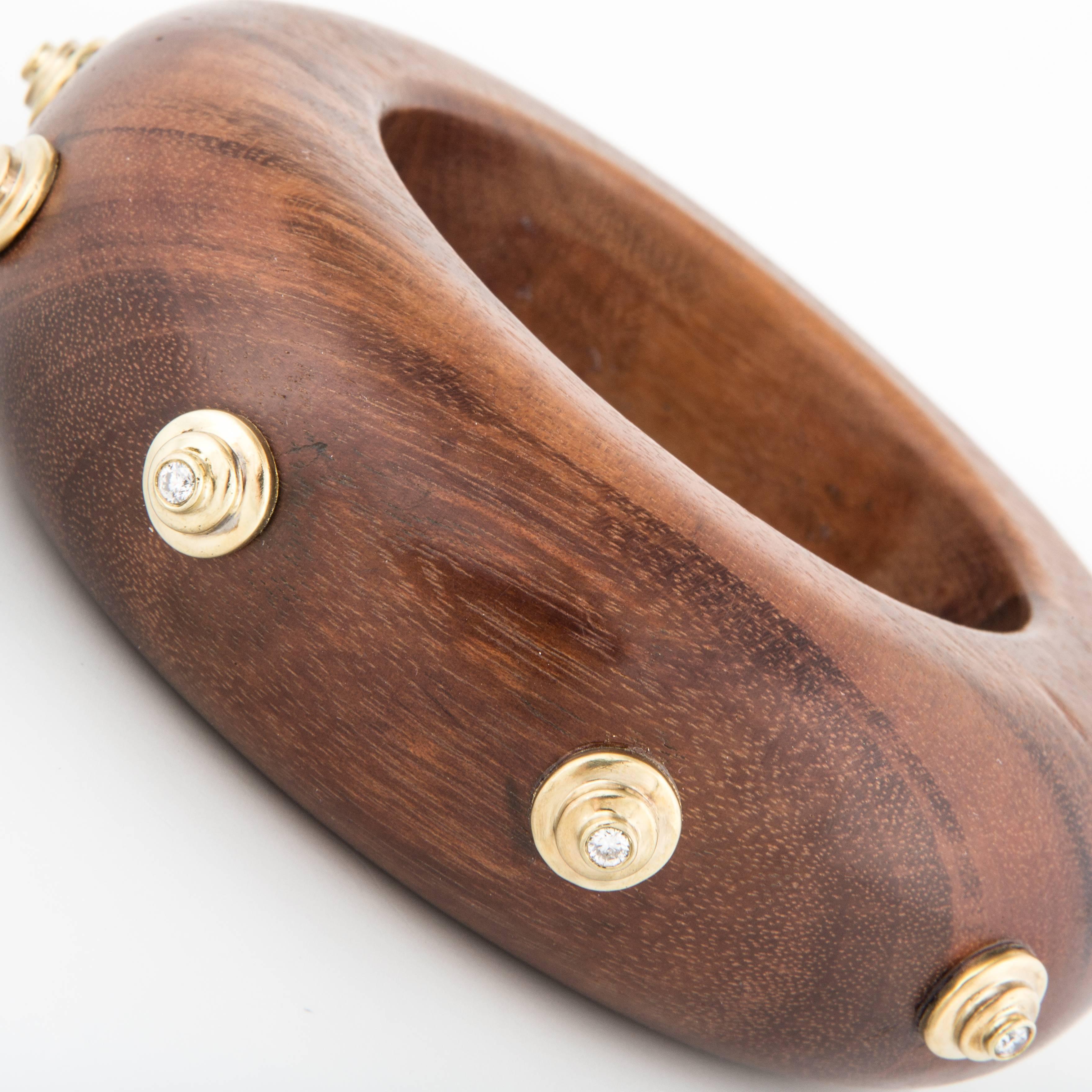 Large Wood Bangle Bracelet with Diamonds For Sale at 1stDibs | huge ...