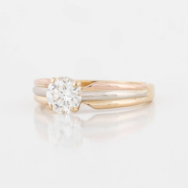 Cartier 0.95 carat GIA Round Diamond Solitaire Engagement Ring in Tri ...