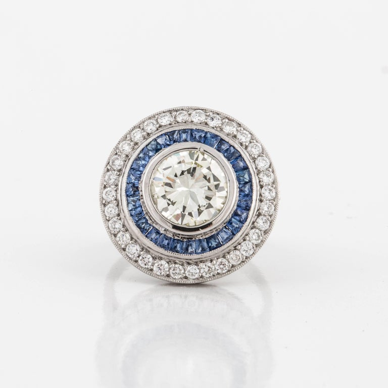 Diamond and Sapphire Target Ring For Sale at 1stDibs