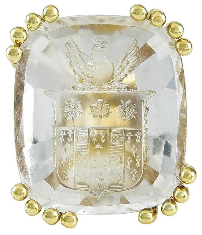 Rare Schlumberger rock crystal Signet Ring For Sale at 1stDibs