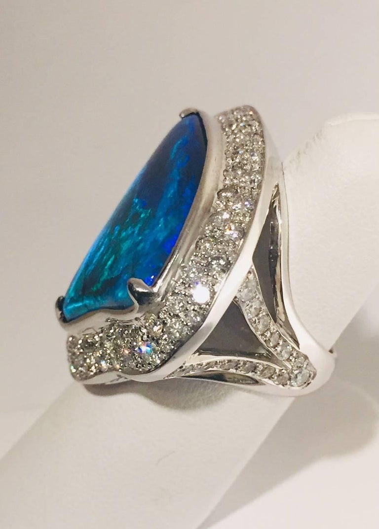 Outrageous Opal and Diamond Ring 18 Karat Custom-Made For Sale at ...