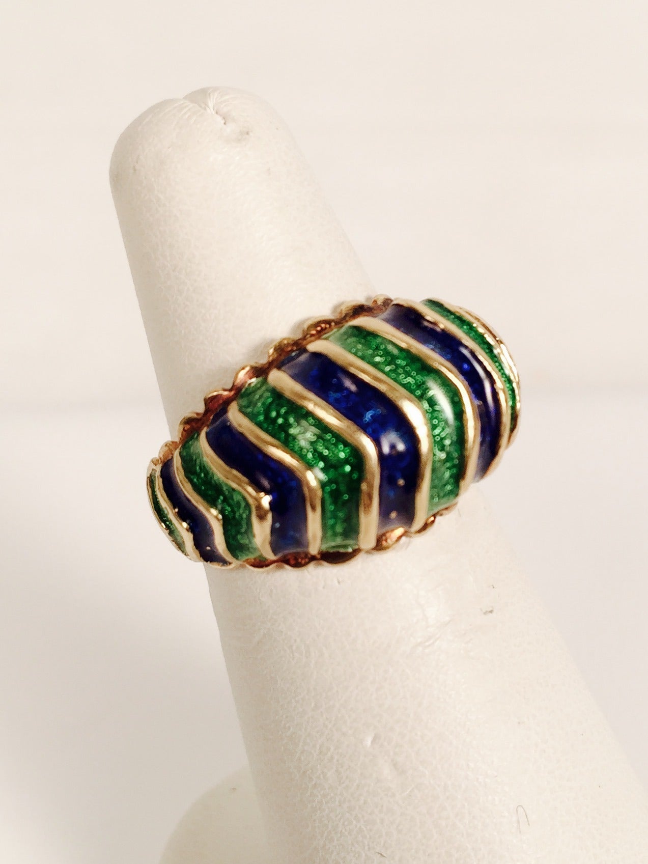 Tiffany Enamel Gold Dome Ring For Sale at 1stDibs