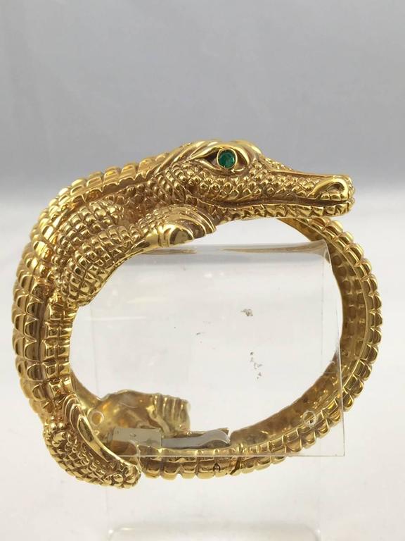 Gold Alligator Bangle Bracelet For Sale at 1stDibs | gold alligator ...