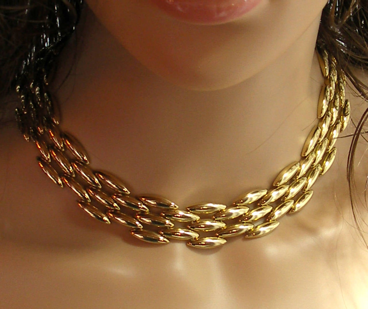 Cartier Gold Five-Row Rice Link Necklace at 1stDibs | ricelink, rice ...