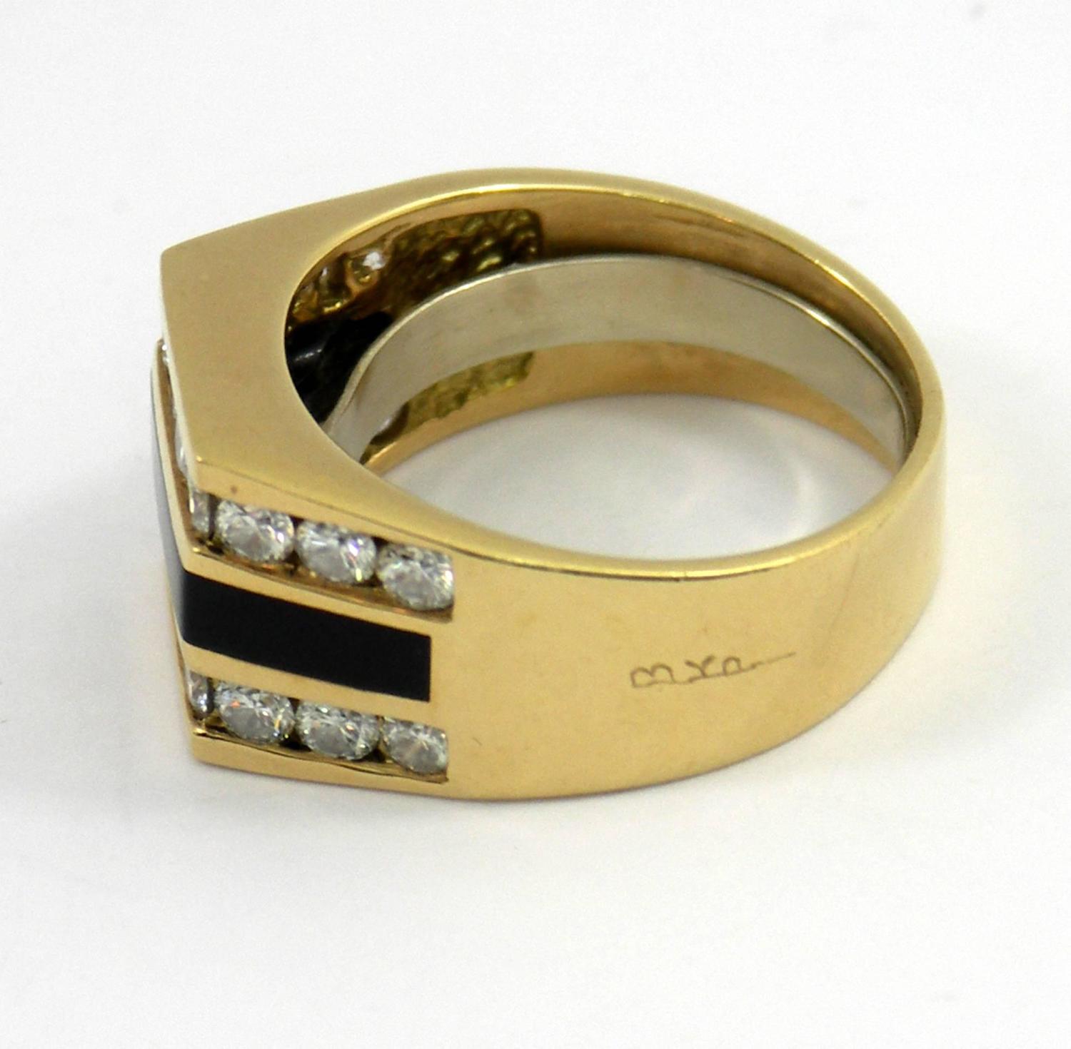 Bernard Passman Black Coral Diamond Gold Ring For Sale at 1stdibs