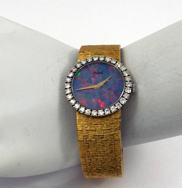Piaget Ladies Yellow Gold Diamond Bezel Opal Dial Wristwatch at 1stDibs ...