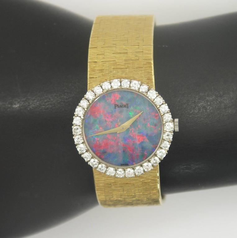 Piaget Ladies Yellow Gold Diamond Bezel Opal Dial Wristwatch at 1stDibs ...