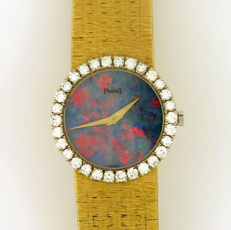 Piaget Ladies Yellow Gold Diamond Bezel Opal Dial Wristwatch at 1stDibs ...