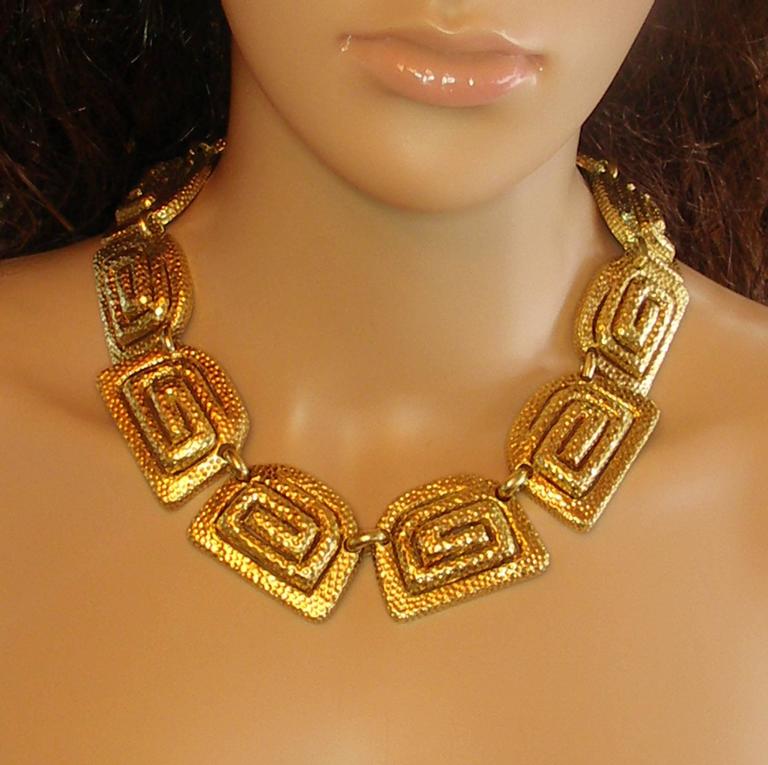Gold Greek Key Design Necklace For Sale at 1stDibs