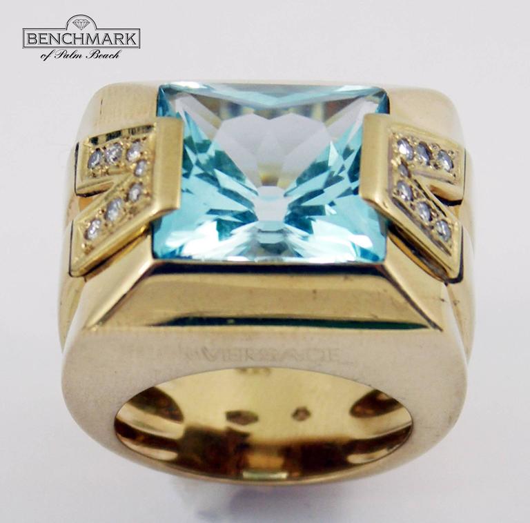 Versace Gold Topaz Diamond Ring For Sale at 1stDibs | versace gold ring 18k