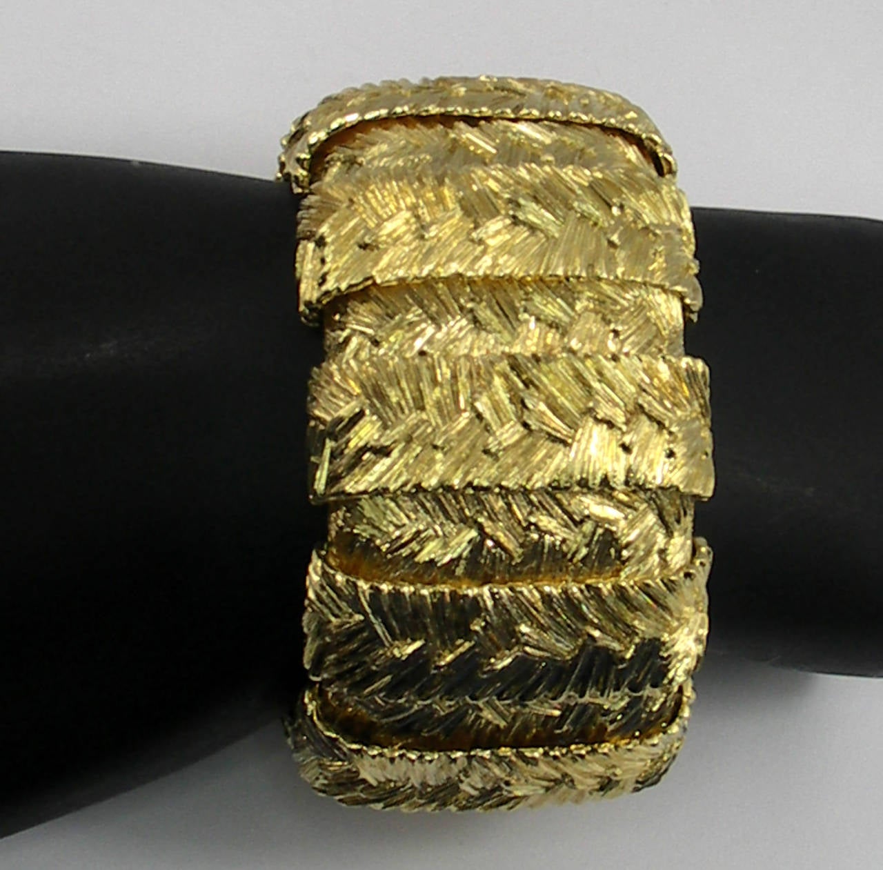 Highly Textured Wide Gold Bracelet For Sale at 1stDibs