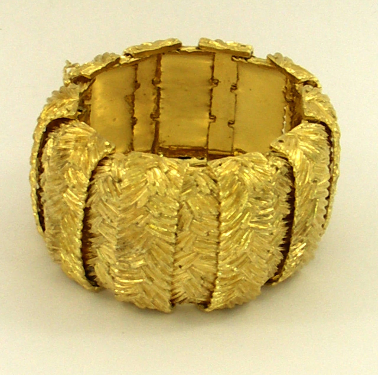 Highly Textured Wide Gold Bracelet For Sale at 1stDibs