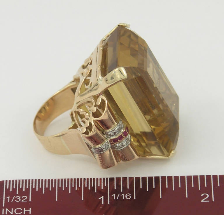 Large Scale Retro Period Citrine Ring at 1stDibs