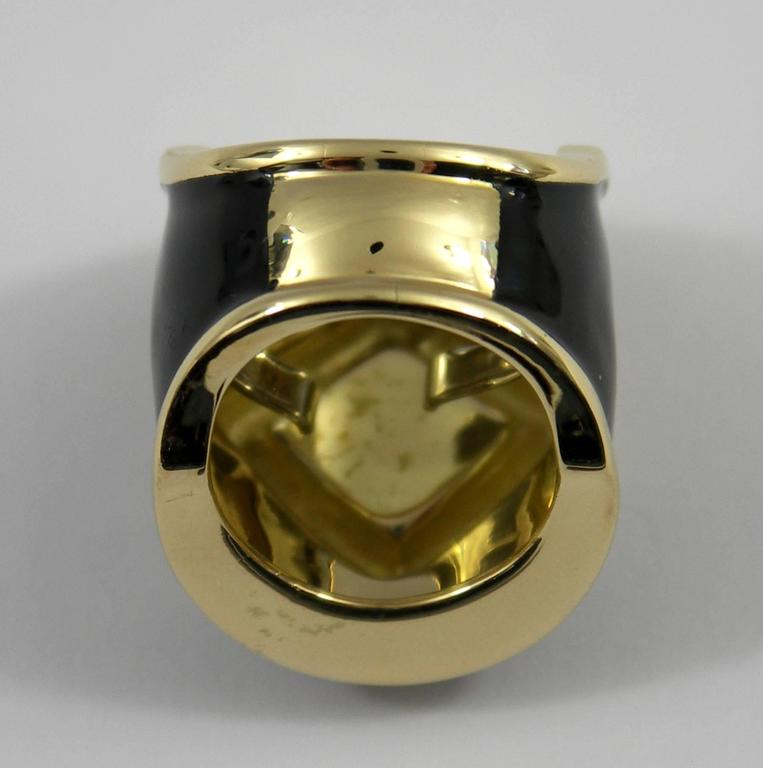 David Webb black enamel gold cigar band ring For Sale at 1stDibs